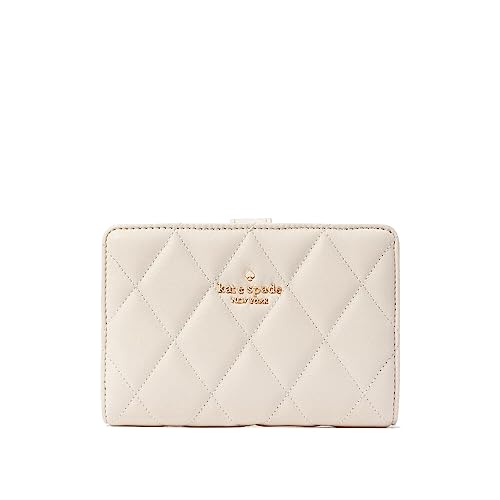 Kate Spade Carey Smooth Quilted Leather Medium Compact Bifold Wallet (Parchment)