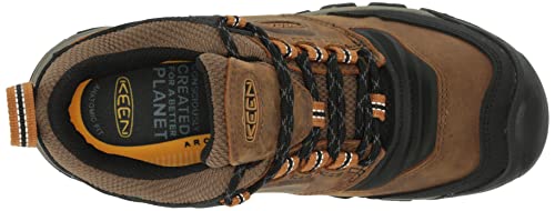 KEEN Men's Ridge Flex Low Height Waterproof Hiking Boots, Bison/Golden Brown, 15 Wide