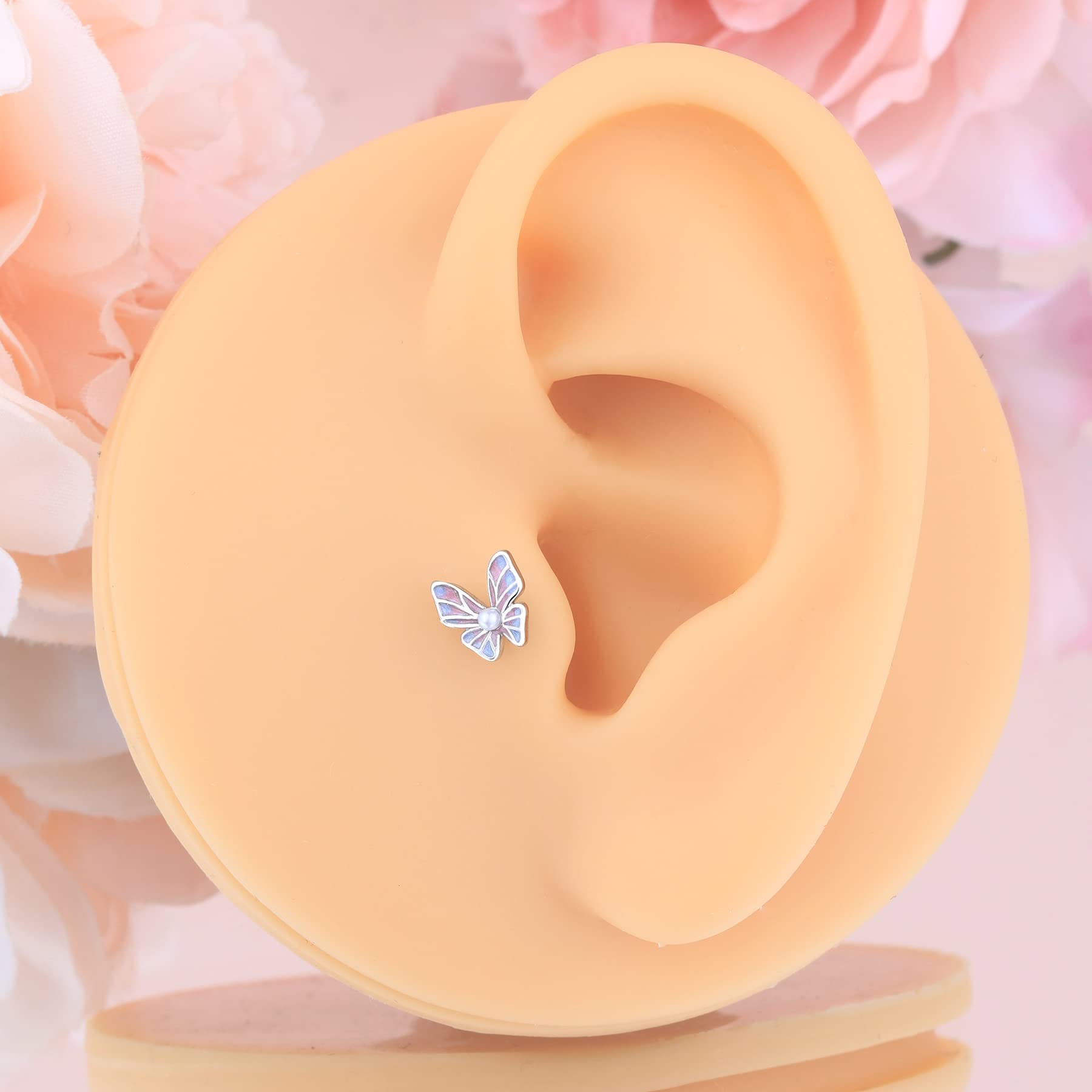 Jewseen 16G Cartilage Earring Surgical Steel Helix Earrings Pearl Conch Earring Tragus Earring Cartilage Earring Stud