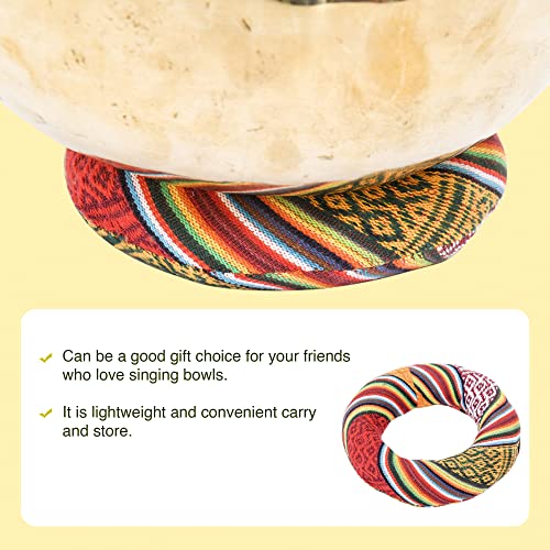 Karma Crafter Silk Brocade Cushion Pillow for Tibetan Singing Bowl Handmade in Nepal Round Cushion for Sound Bowls (6 Inches, Rainbow)