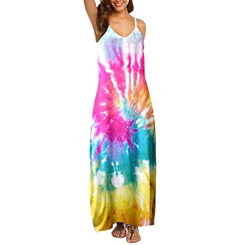 Long Skirts for Women Fall with Slit Tuxedo Summer Casual Dress Printed Bohemian Spaghetti Strap Boho Floral Maxi Pink
