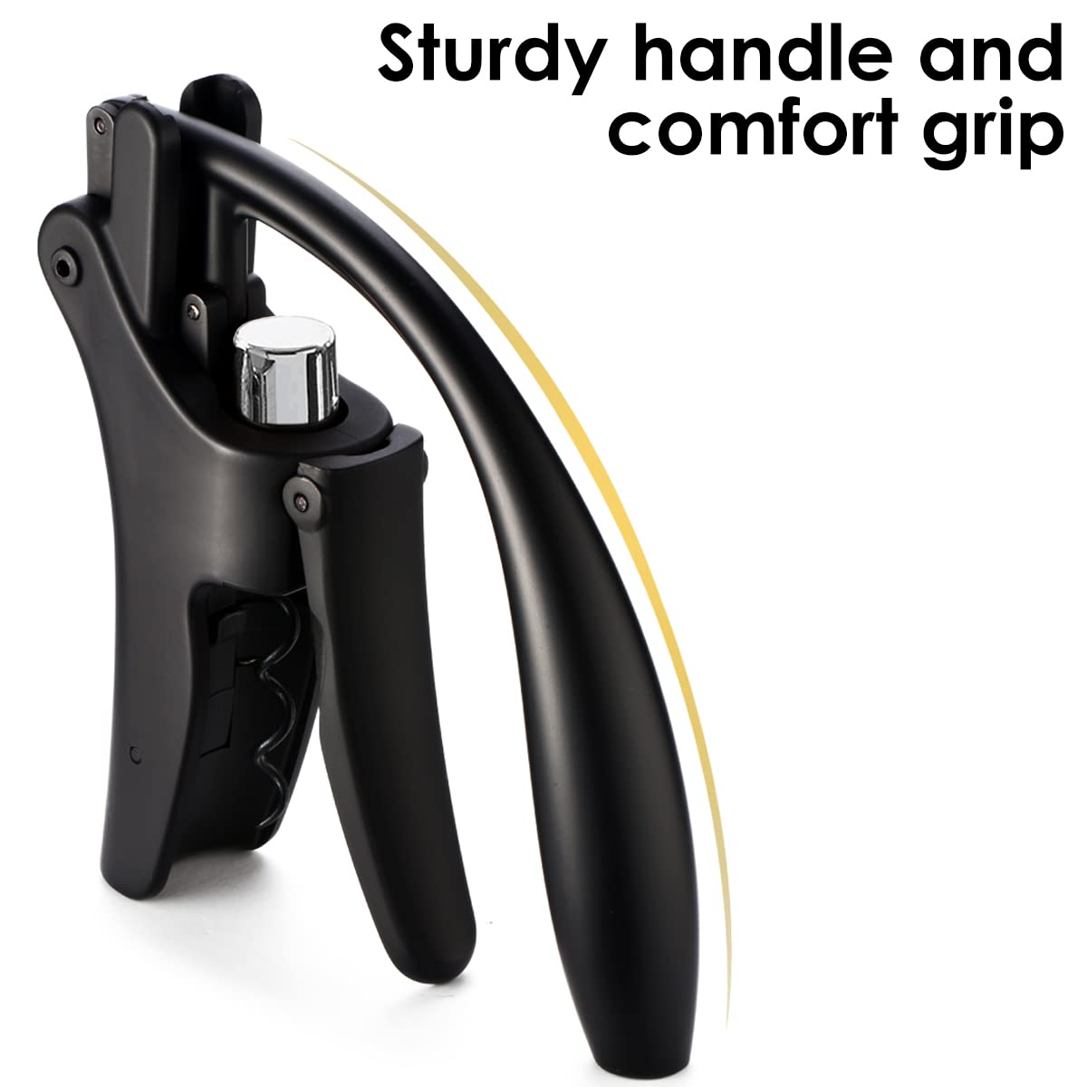 KEISSCO Compact Wine opener Vertical Lever Corkscrew Wine Bottle Opener with Foil Cutter & Extra Screw
