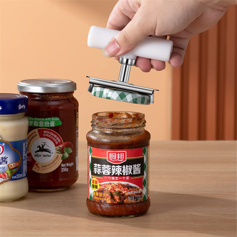 Jar Opener For Weak Hands, Adjustable Effortless Arthritis Jar Opener For Seniors, Stainless Steel Twist Lid Opener Kitchen Accessories Opener, Bottle Opener For Arthritic Hands(Bend White)
