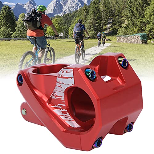 JINDI Bike Handlebar Stem, Anode Grinding Processing Hollow Ultra Light Short Handlebar Stem for Fixed Gear Bike for Road Bike(Red)