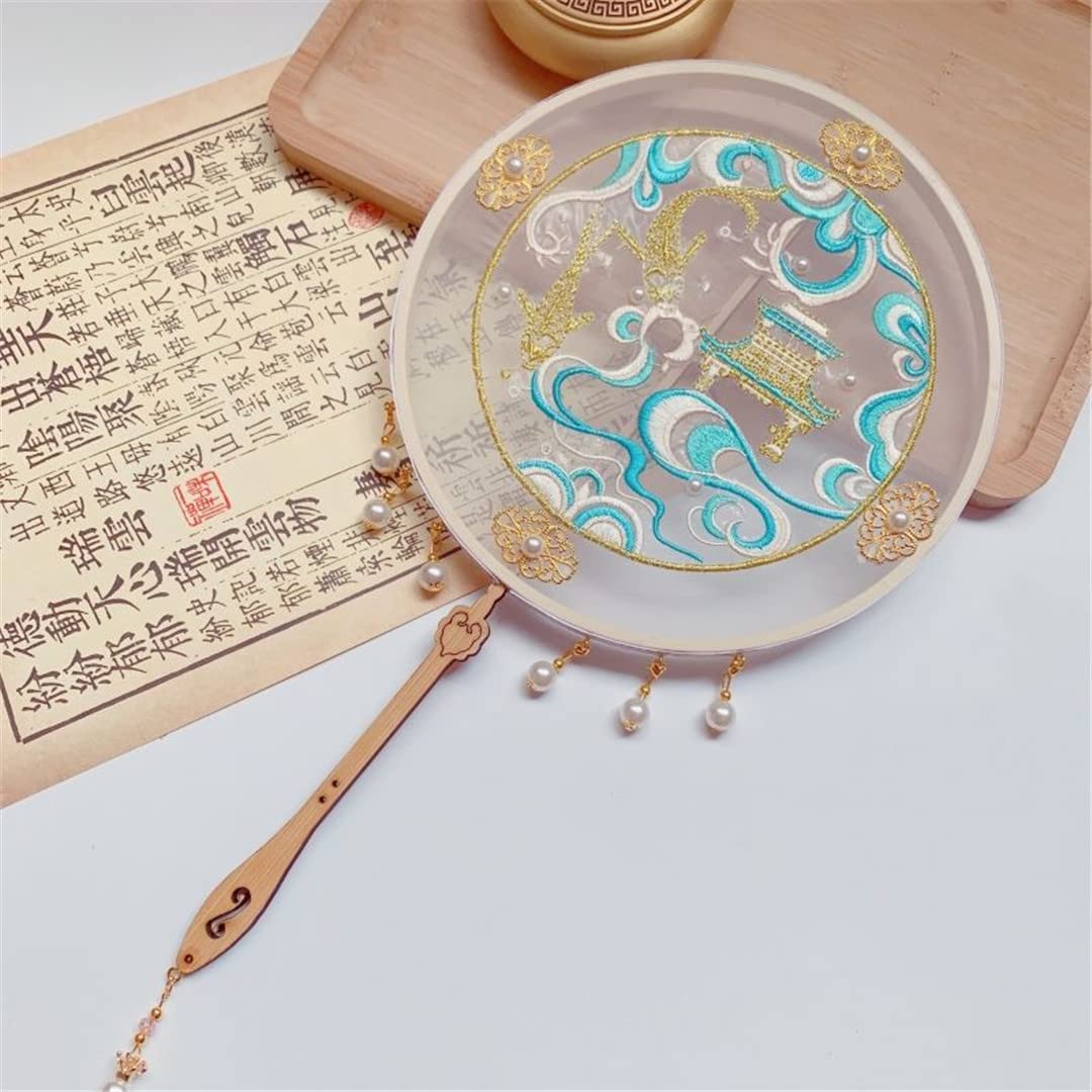 Lmtossey Embroidery Ancient Fan Chinese Style Silk Summer Classical Hanfu Dance Cheongsam Hanfu Hand Fan for Women