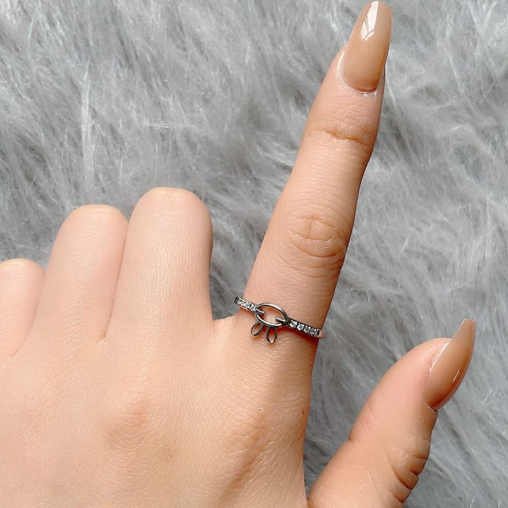 Jude Jewelers Stainless Steel Cute Rabbit Style Cocktail Party School Wedding Holiday Promise Ring (Silver, 7)