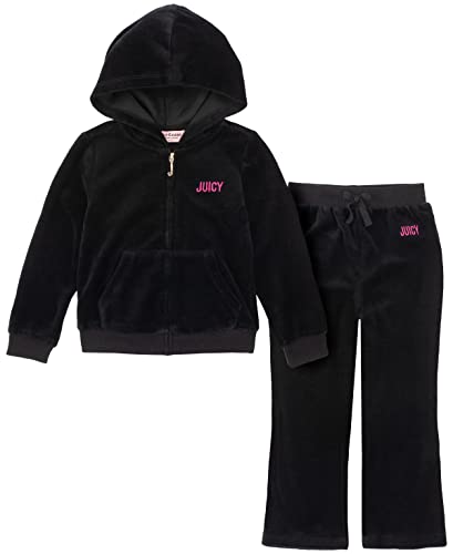Juicy Couture Baby Girls 2 Pieces Jogger Baby and Toddler Layette Set, Deep Black, 24M US