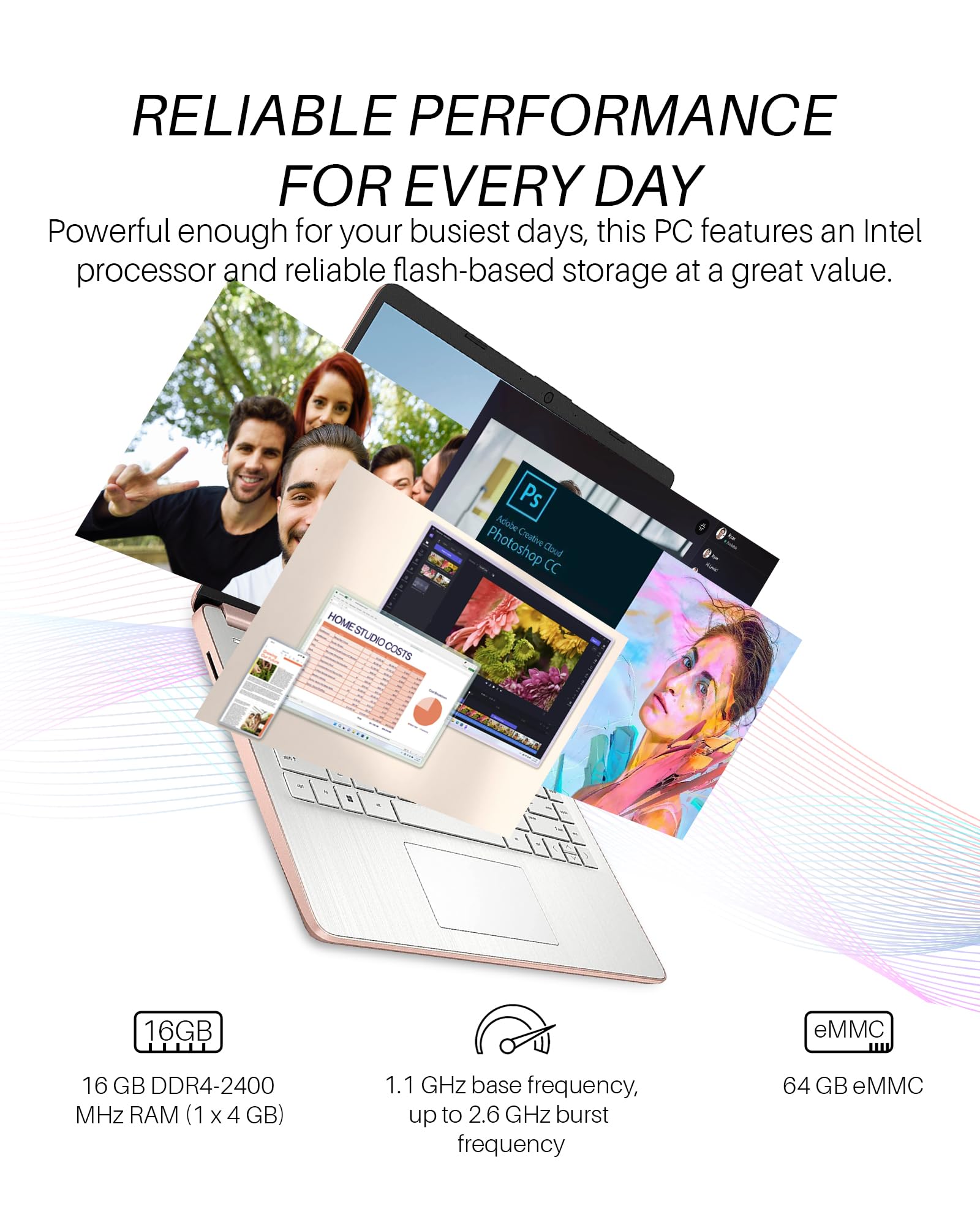 HP 2023 Newest 14 Inch Laptop Students Business, Intel Quad-Core Processor, 16GB RAM, 192GB Storage(64GB eMMC+128GB Micro SD), 12H Battery Life, Webcam, HDMI, WiFi, Win 11 S, Bundle with JAWFOAL