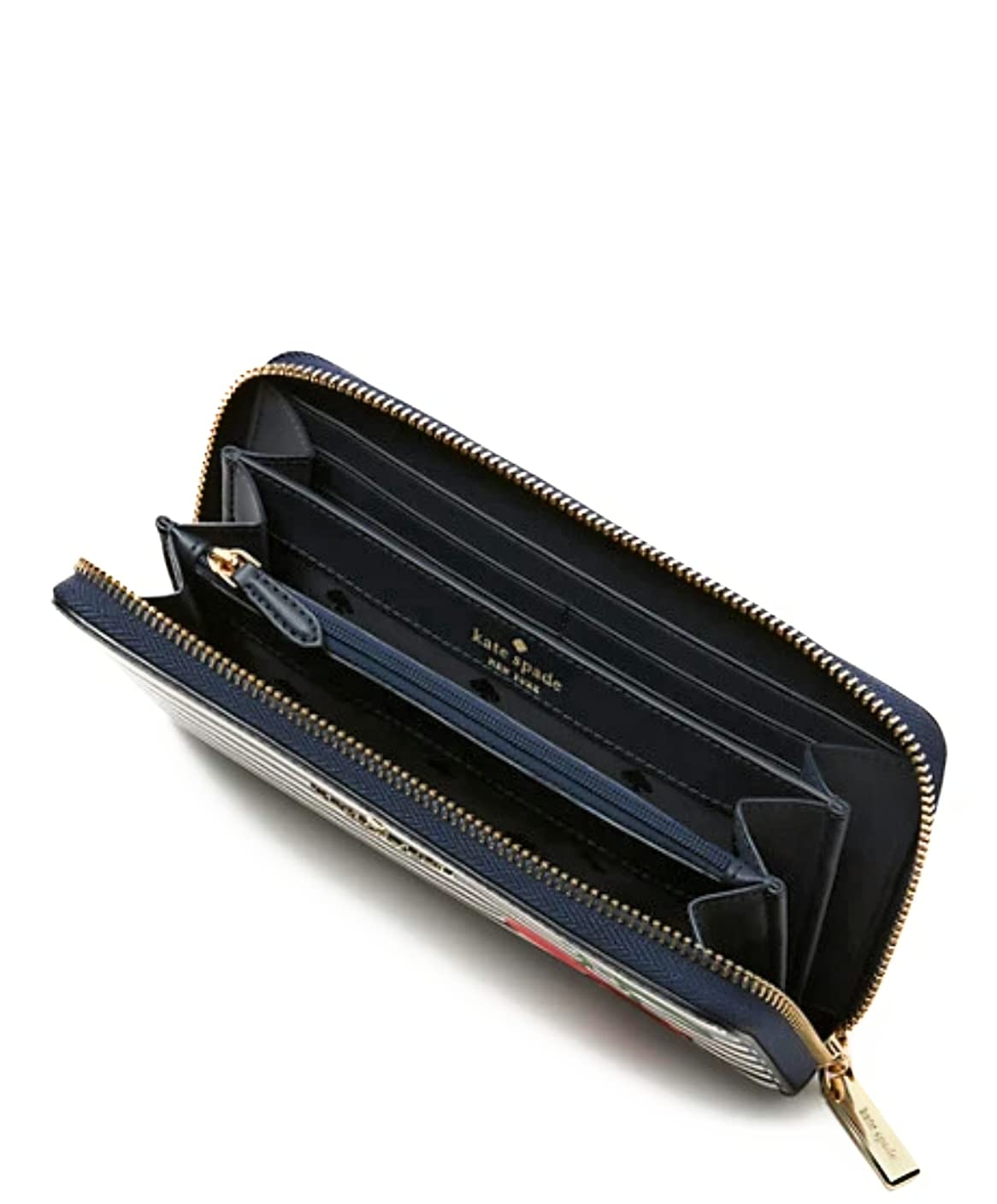 KATE SPADE BING STRIPED CHERRY LARGE CONTINENTAL WALLET IN (BLUE MULTI)