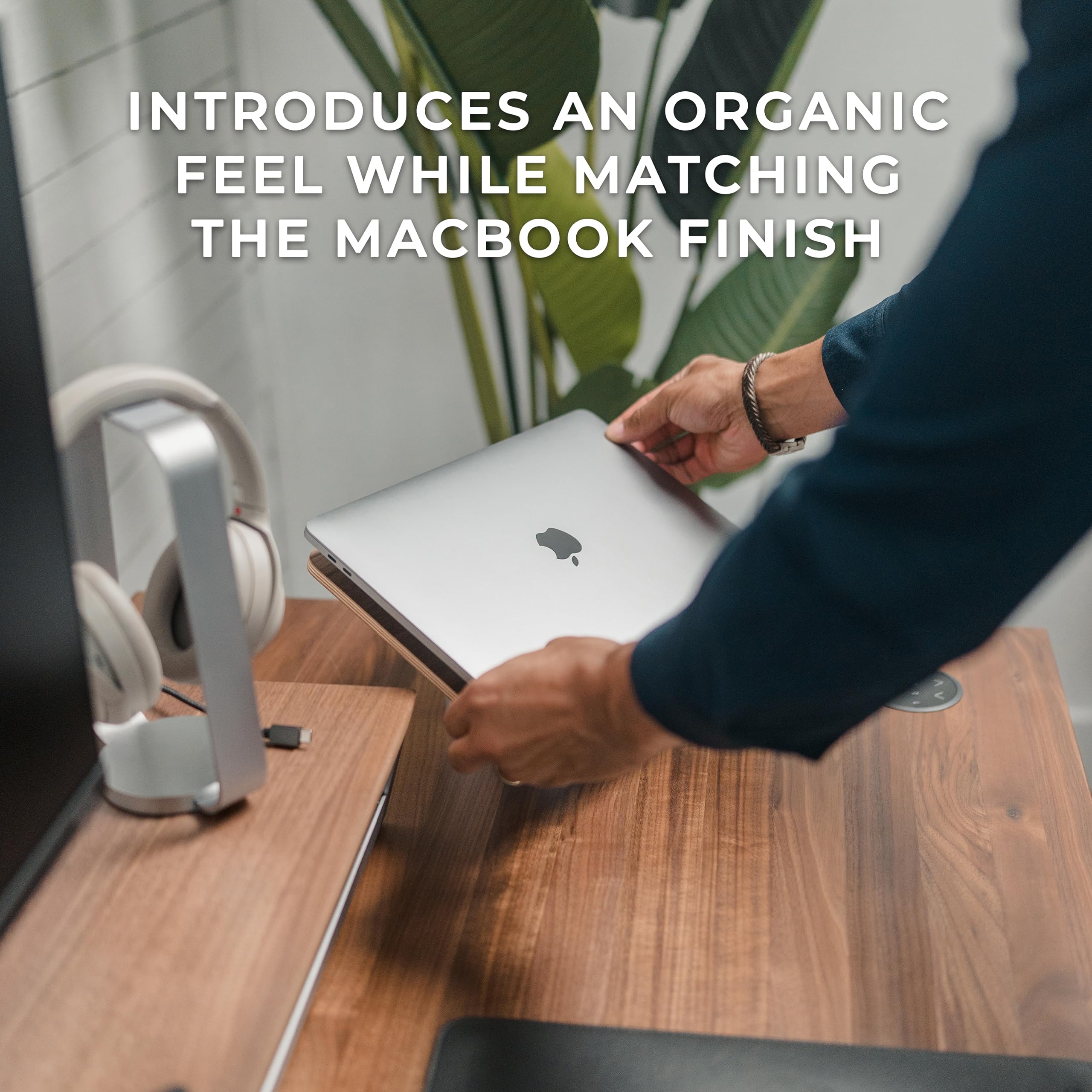 HumanCentric Laptop Stand for Desk β Laptop Riser for Desk in Space Gray Aluminum Compatible with MacBook Stand, Maple Wood Laptop Stand, Ergonomic Laptop Holder, Computer Stand for Laptop