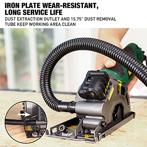 Mini Circular Saw, TECCPO 4.8Amp Compact Circular Saw, 3700RPM, with Laser Guide, Scale Ruler, Vacuum Port, 3 Blades for Cutting Woods, Tile and Soft Metal. Ideal Design for Small Projects -TAPS22P