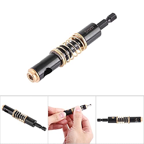 Kadimendium 5mm Hole Openning Puncher Bits 1/4" Black Hinge Drill Bits Reaming Drilling Wood Plastic 1/4inch Hex Shank Set for Woodworking DIY(2pcs Combination) (2 Sets)