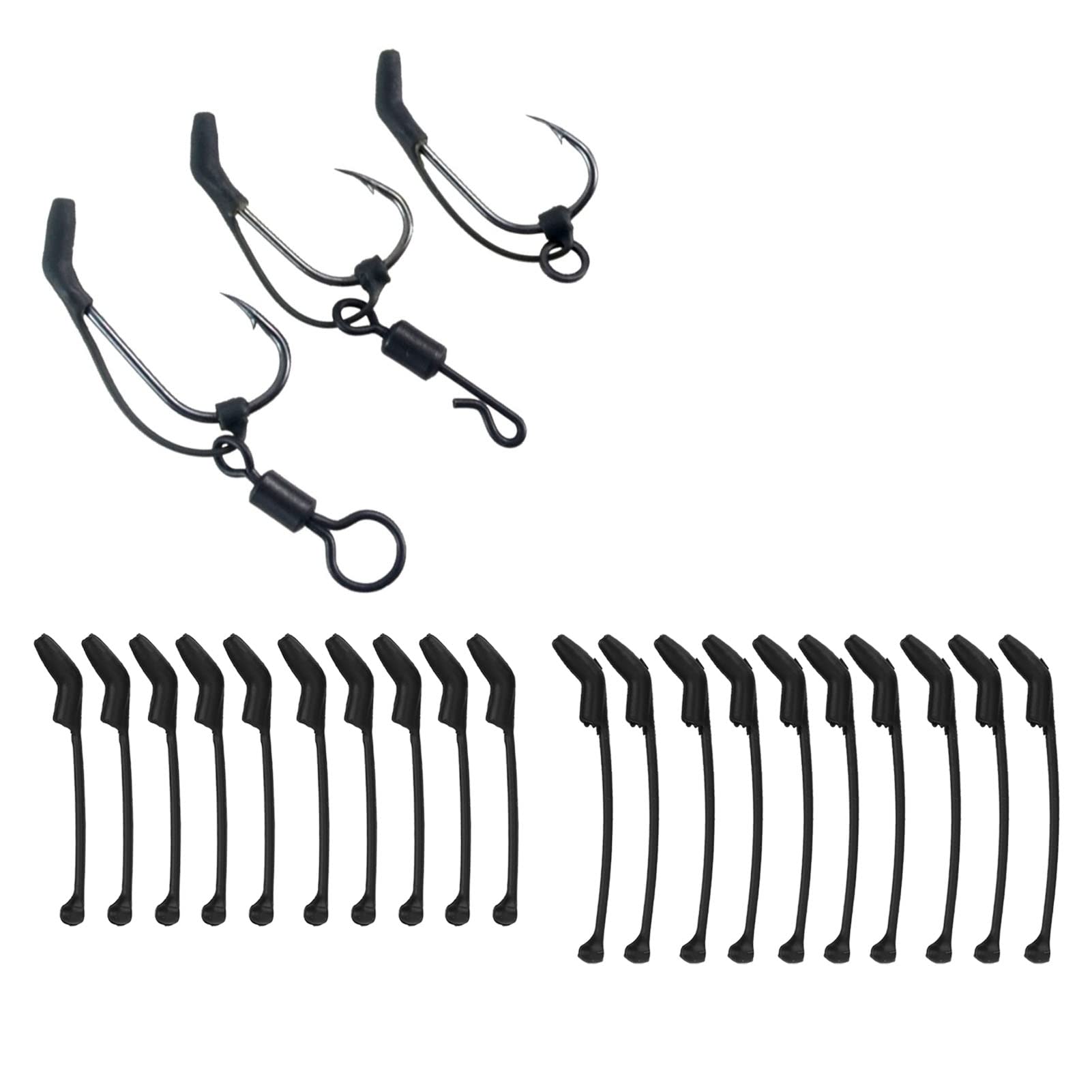 Kadimendium Fishing Tackle Kit, Large and Small Size Durable 40pcs Portable Fishing Hooks Anti Rigs Sleeve with Storage Box for Freshwater