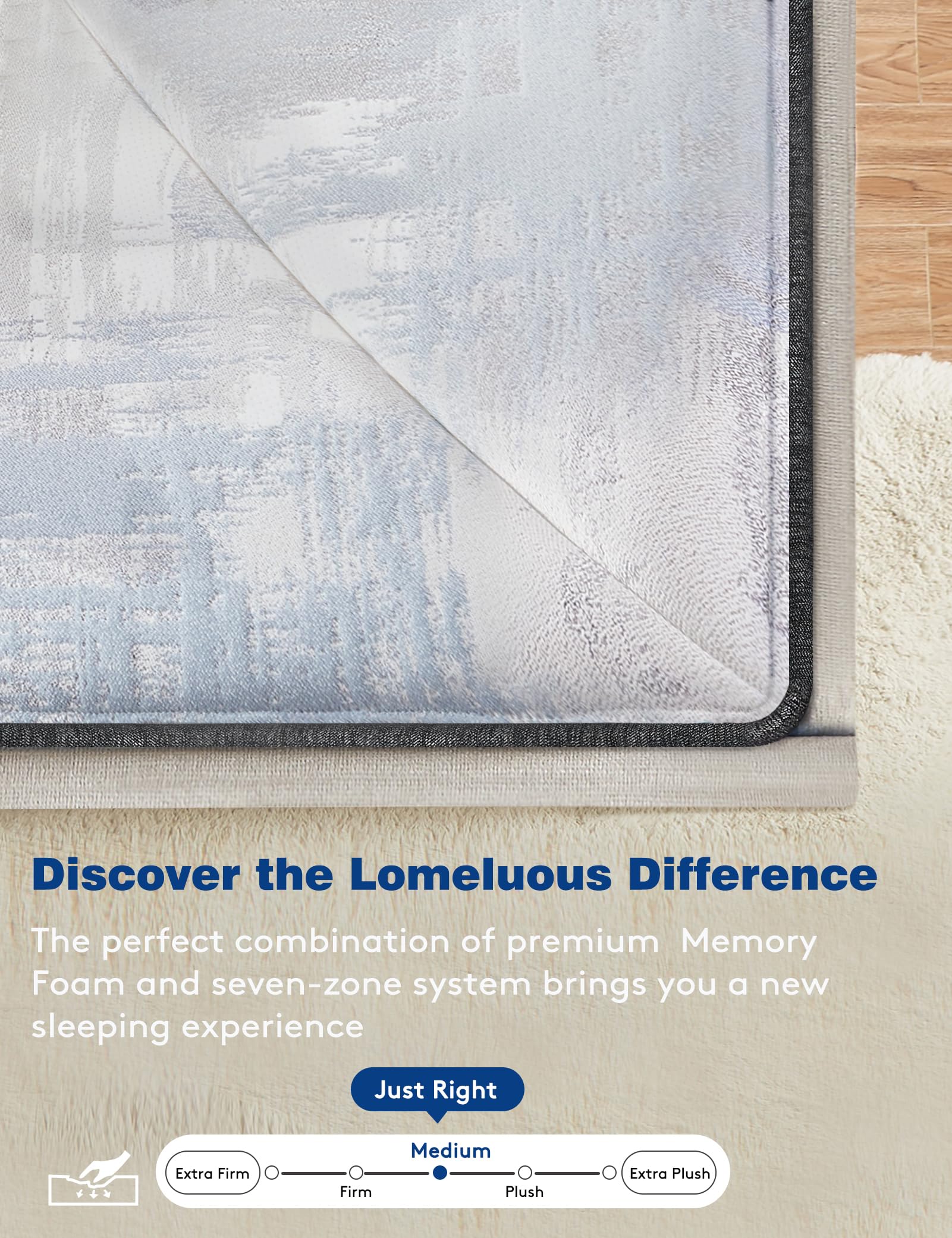 Lomeluous King Mattress, 14 Inch Premium Gel Memory Foam Mattress with 7-Zone Pocketed Coils, King Size Mattress for Cooler Sleep, Pressure Relief, Back Pain, Supportive and Comfortable, CertiPUR-US