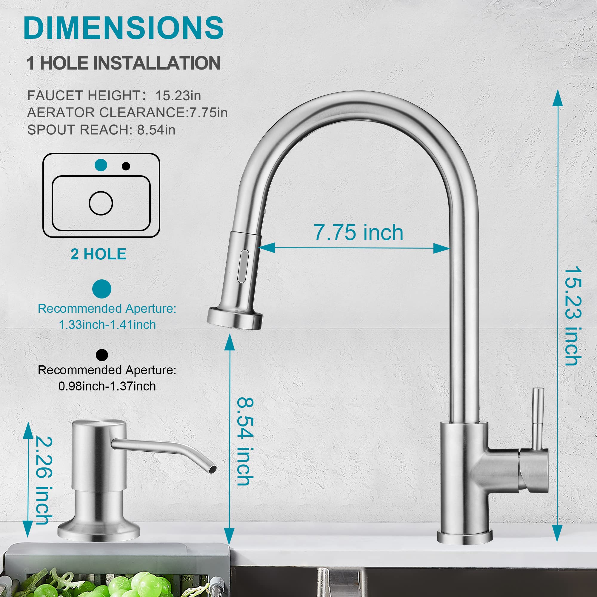 Kitchen Sink Faucets with Pull Down Sprayer, Stainless Steel Brushed Nickel Kitchen Faucets, Single Handle Faucet with Pullout Sprayer, Modern rv Stainless Steel Kitchen Faucets, Grifos De Cocina