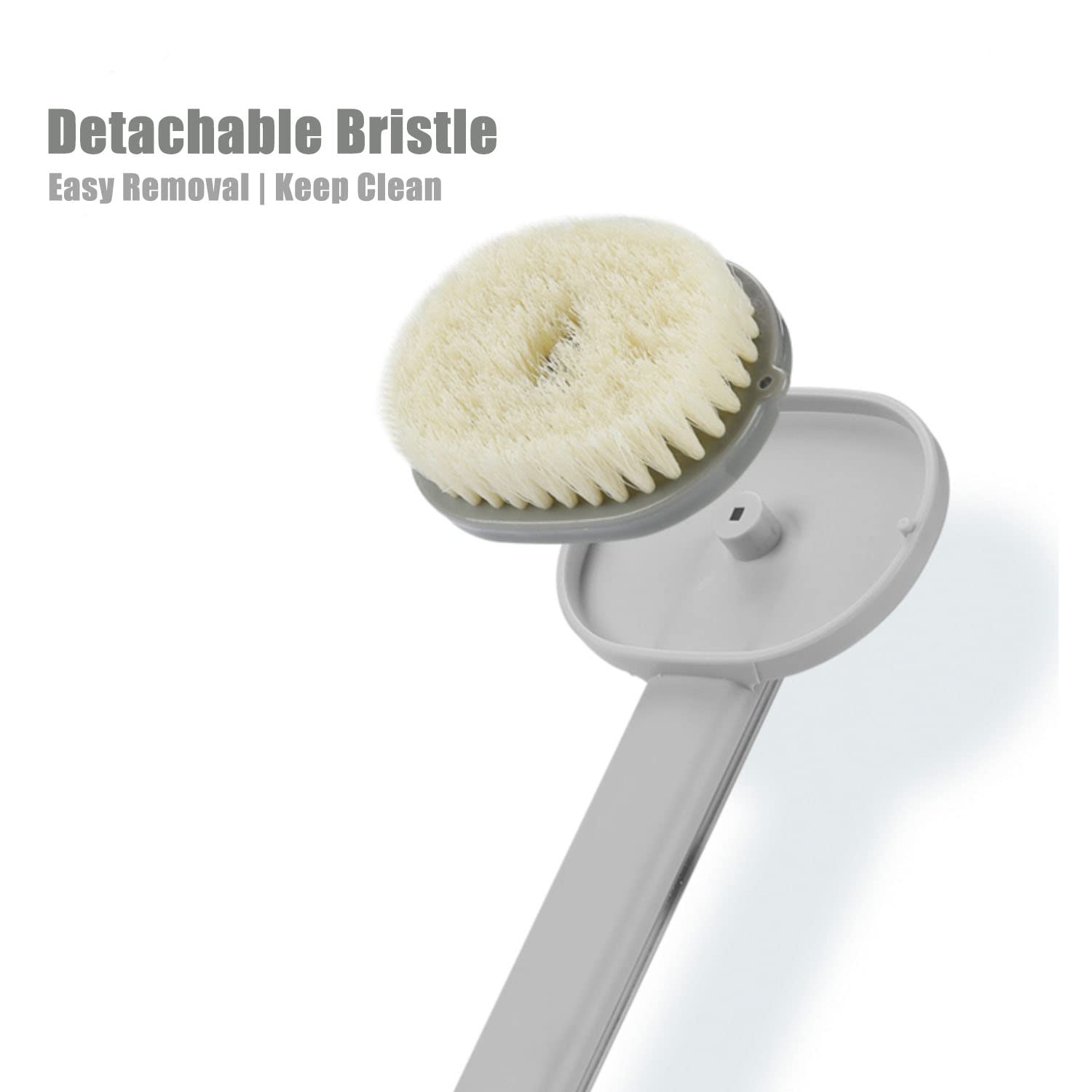 Long Handle Bath Brush with Soap Dispenser, Shower Massage Scrubber Storable Body Wash, Massage Cleaning Brush Back Scrubber, Exfoliating Body Brush for Shower
