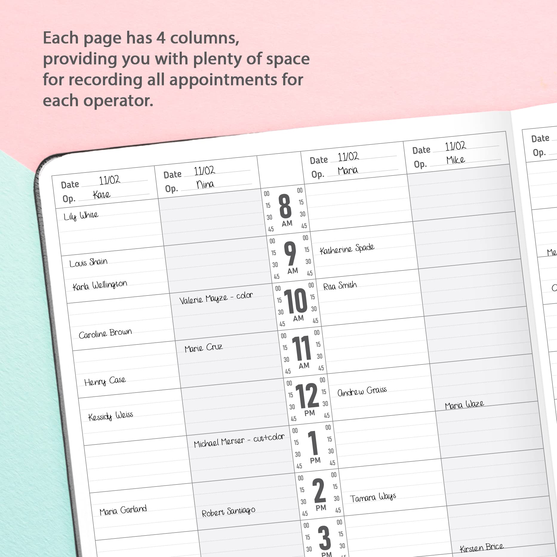 GoGirl Salon Appointment Book – Reservation Book for Beauty Salons, Spas, Hair Stylists, Estheticians – Appt Booking Planner, 7x10″ (Black)