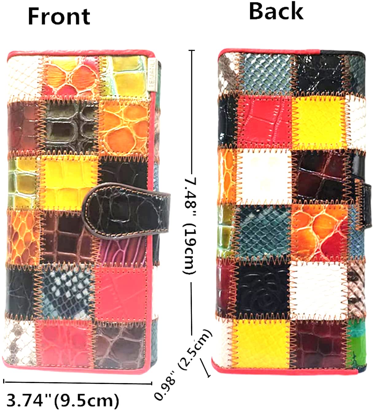 IAGOM Women Multicolor Wallets Leather Clutch Long Wallet for Women Card Holder Organizer Travel Purse with Box