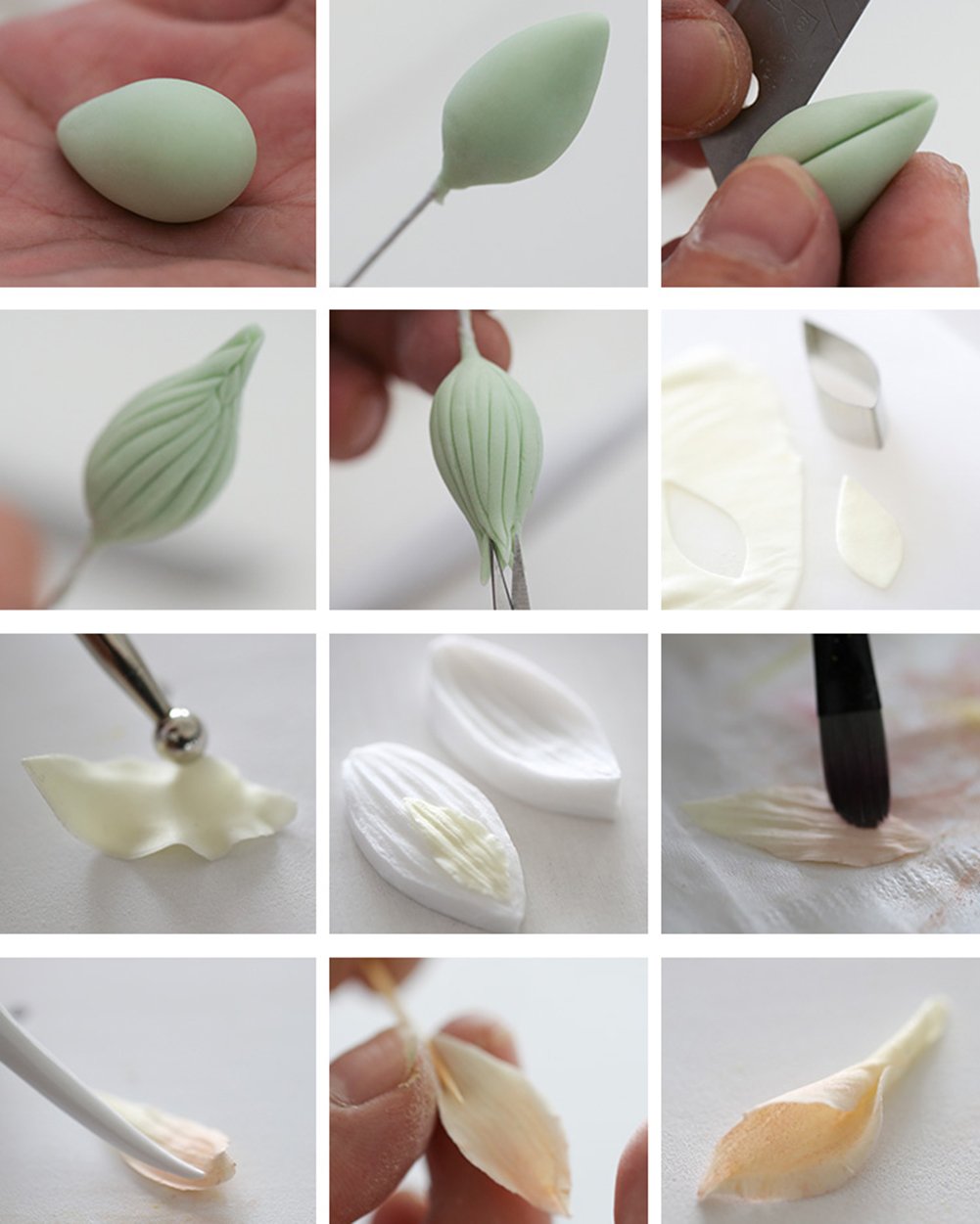 KALAIEN Dahlia Sugar Flower Veining Molds Fondant Cutters Gumpaste Cake Craft Tools(14PCS)