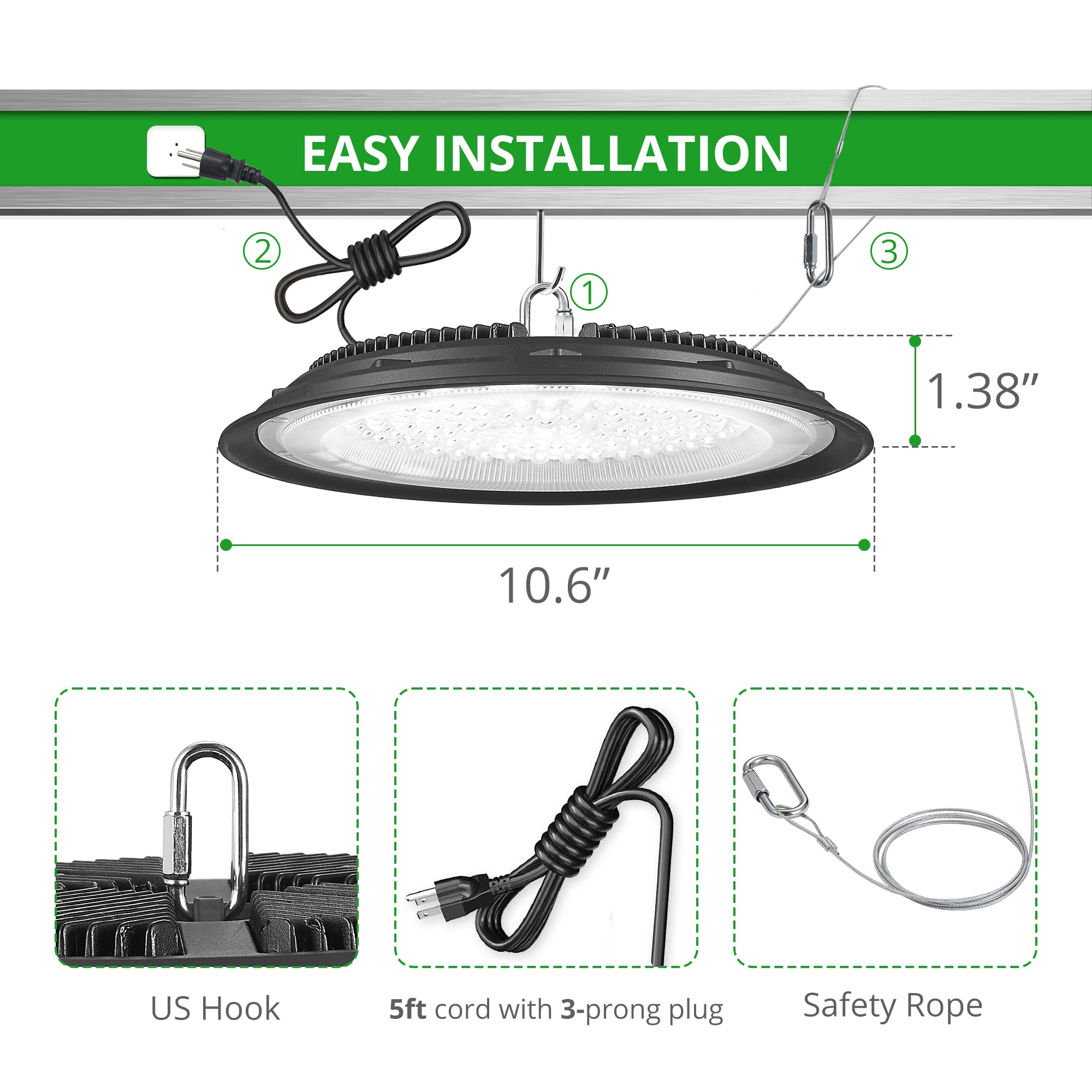 LEDIARY LED High Bay Light HS-150W 5000K DOB UFO 4PACK
