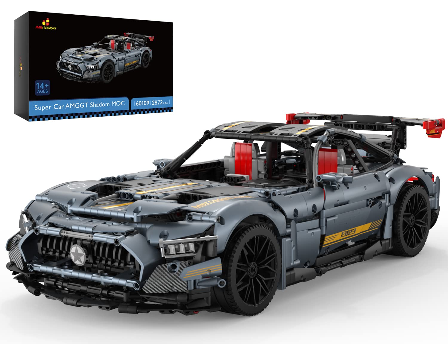 JMBricklayer MOC Super Car Building Blocks, 1:8 Model Car Kits Building Toys, Challenging Race Car Building Sets, Gifts for Boys Teens Adults and Vehicle Enthusiasts(2872 Pieces, Static Version)