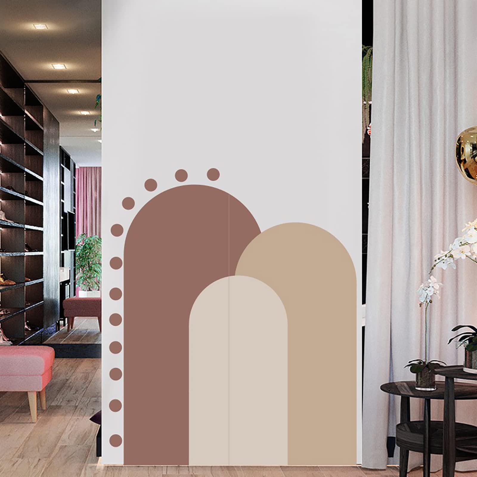 Large Bohemian Arch Wall Decal Boho Rainbow Abstract Wallpaper Wall Stickers for Girls Bedroom Toddler Room Nursery Wall Décor