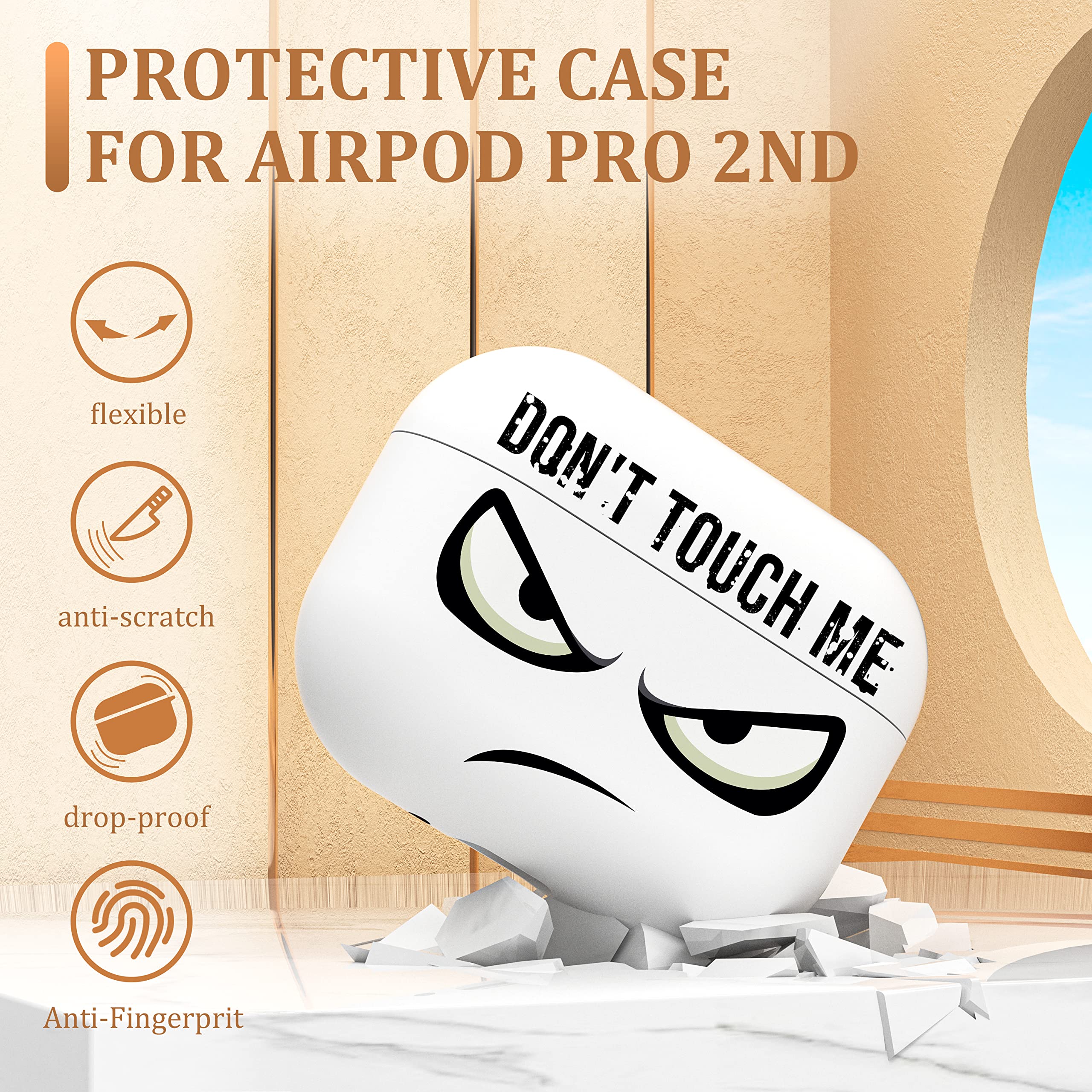 Maxjoy for AirPods Pro 2nd Generation Case Cover, Cool Cute AirPod Pro 2 Case for Women Men Protective Silicone Soft iPod Pro 2 Cover with Keychain Strap for Airpods Pro 2nd Gen Charging Case, Black