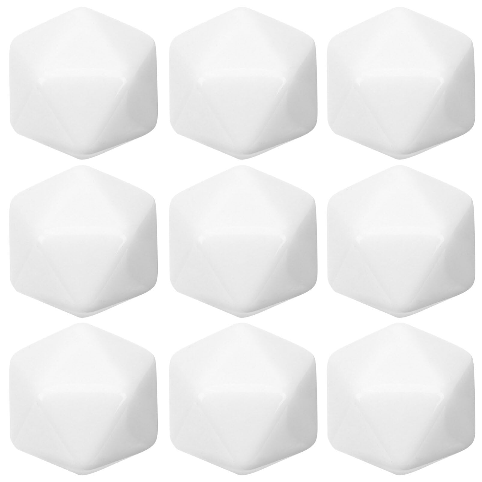 ibasenice D20 10pcs Blank White Dice Set Acrylic 20 Sided Dices DIY Craft Dice Cubes for Math Counting Teaching Board Games DIY Sticker Party Fun D20 Dice