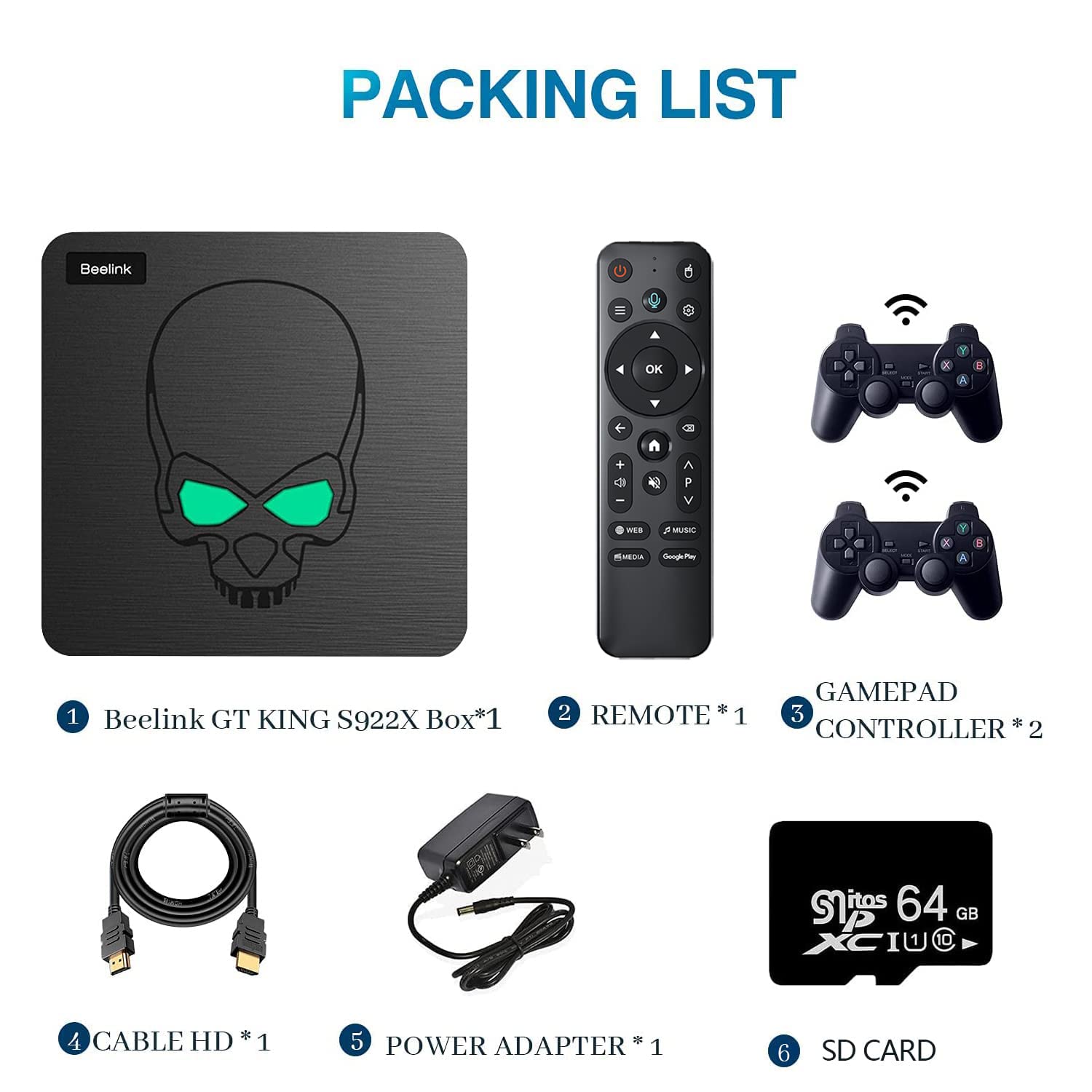 Kinhank Super Console X King Video Game Console Built-in 117000+ Games, Android 9.0&EmuELEC 4.5&CoreELEC System, 4K UHD Output, 2.4G/5G, Voice Remote Control, 2 Wireless Controllers (256G)