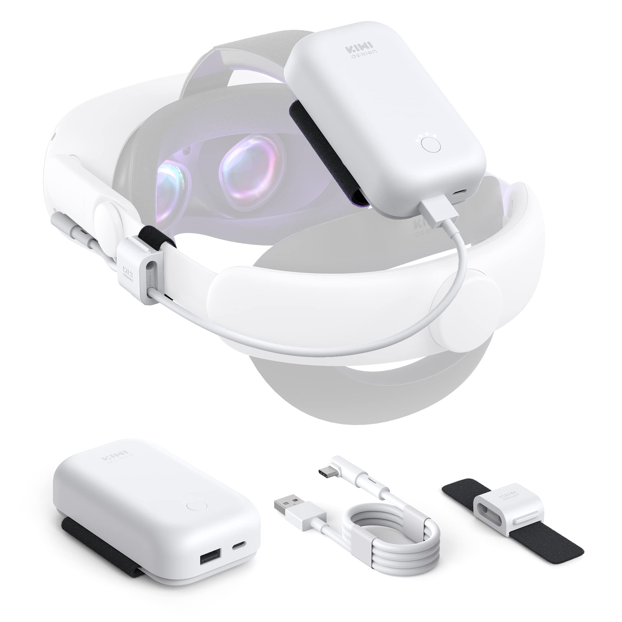 KIWI design 10000mAh Battery Pack Compatible with Meta Quest 3S/Quest 3/Quest 2 Accessories, Power Bank for Balance Head Pressure and Extend Play Time (Not Include Head Strap)