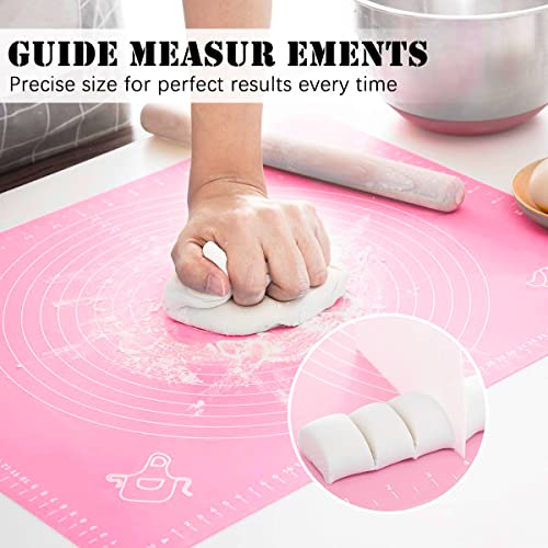 Hostk 3Pcs Silicone Baking Mat, Non Stick Pastry Mat with Measurements, Reusable Food Grade Silicone Counter Mat for Dough Rolling Mat, Baking Sheet, Macarons, Bread(11.4''*10.2'' ,19.7''*15.7'')