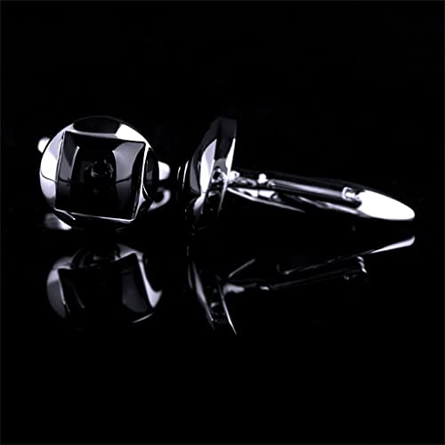 Men's Shirt Cuff Accessories Round Black Cuff Buttons Wedding Guest Shirt Cufflinks (Color : A, Size : 16 * 16mm) (A 16 * 16mm)