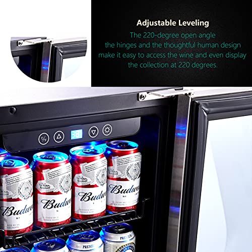 Kalamera 24 inch Beverage Refrigerator - 154 Cans Capacity Beverage Cooler- Fit Perfectly into 24" Space Built in Counter or Freestanding - for Soda, Water, Beer or Wine - For Kitchen, Bar or Office