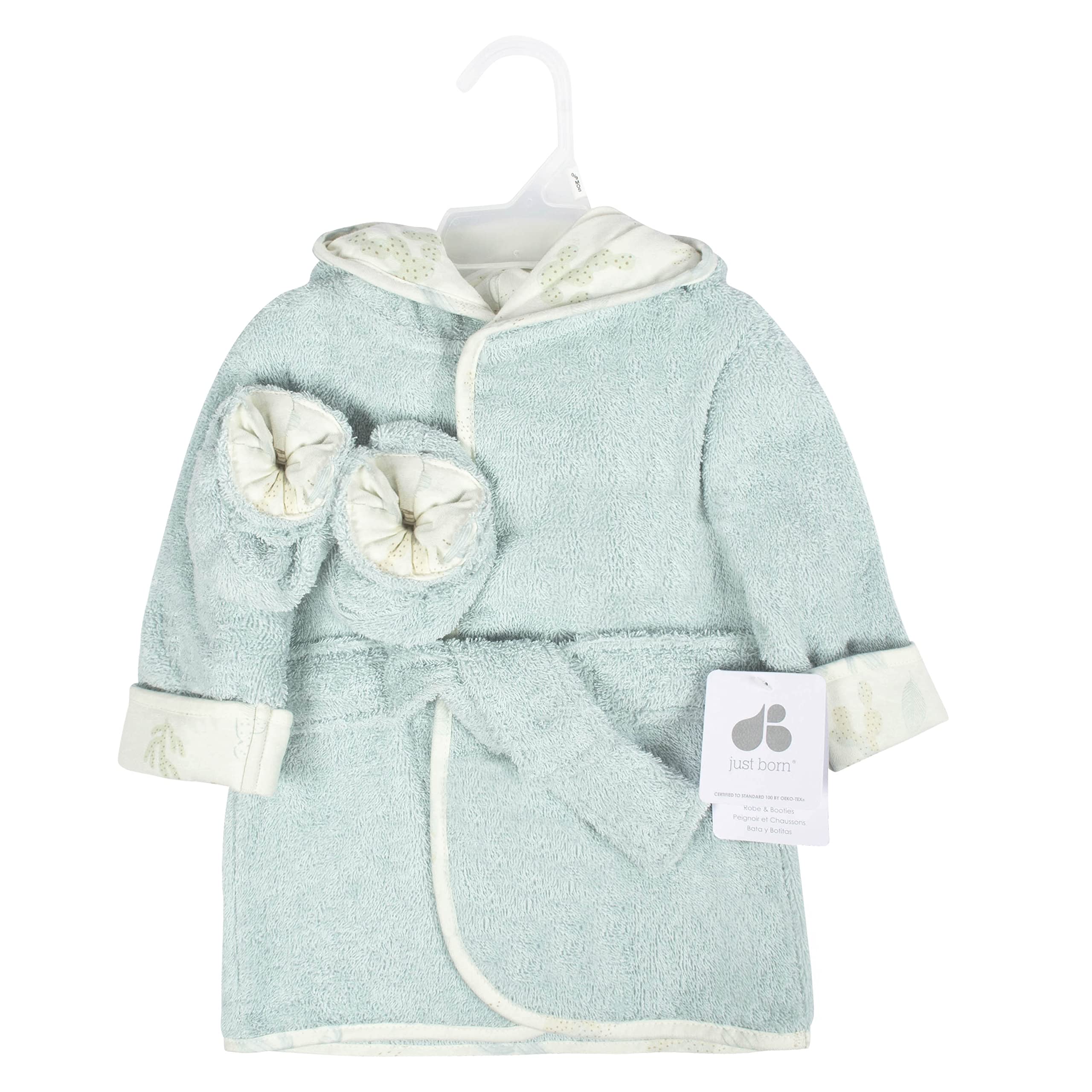Just Born Baby Newborn Infant 2-Piece Bathrobe & Booties Set, Dusty Pink, 0-9 Months