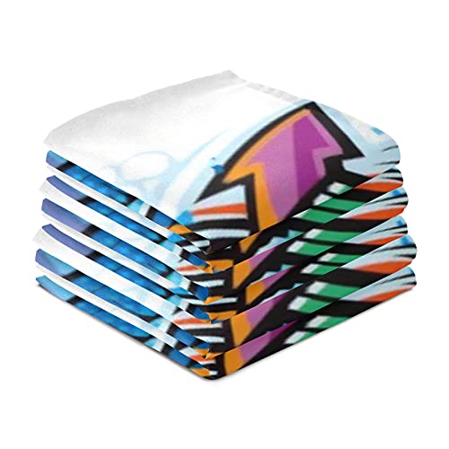 JIUCHUAN Kitchen Dish Towel Set 6 Graffiti Art Mural Kitchen Towel Large28''x18'' Kitchen Towels,Dishcloths,Decorative Waffle Towels,Hand Towels,Tea Towels