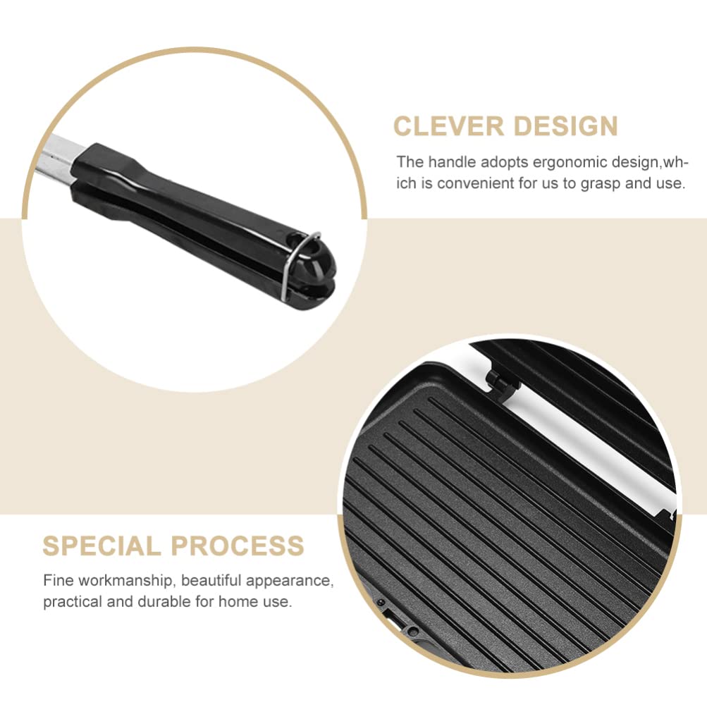 HEMOTON Sandwich Pan Double Side Pancake Breakfast Cooking Skillet Sandwich Baking Bbq Grill Pan Kitchen Breakfast Frying Pans Electric Skillet Maker Knotty Aluminum Snack Clamshell