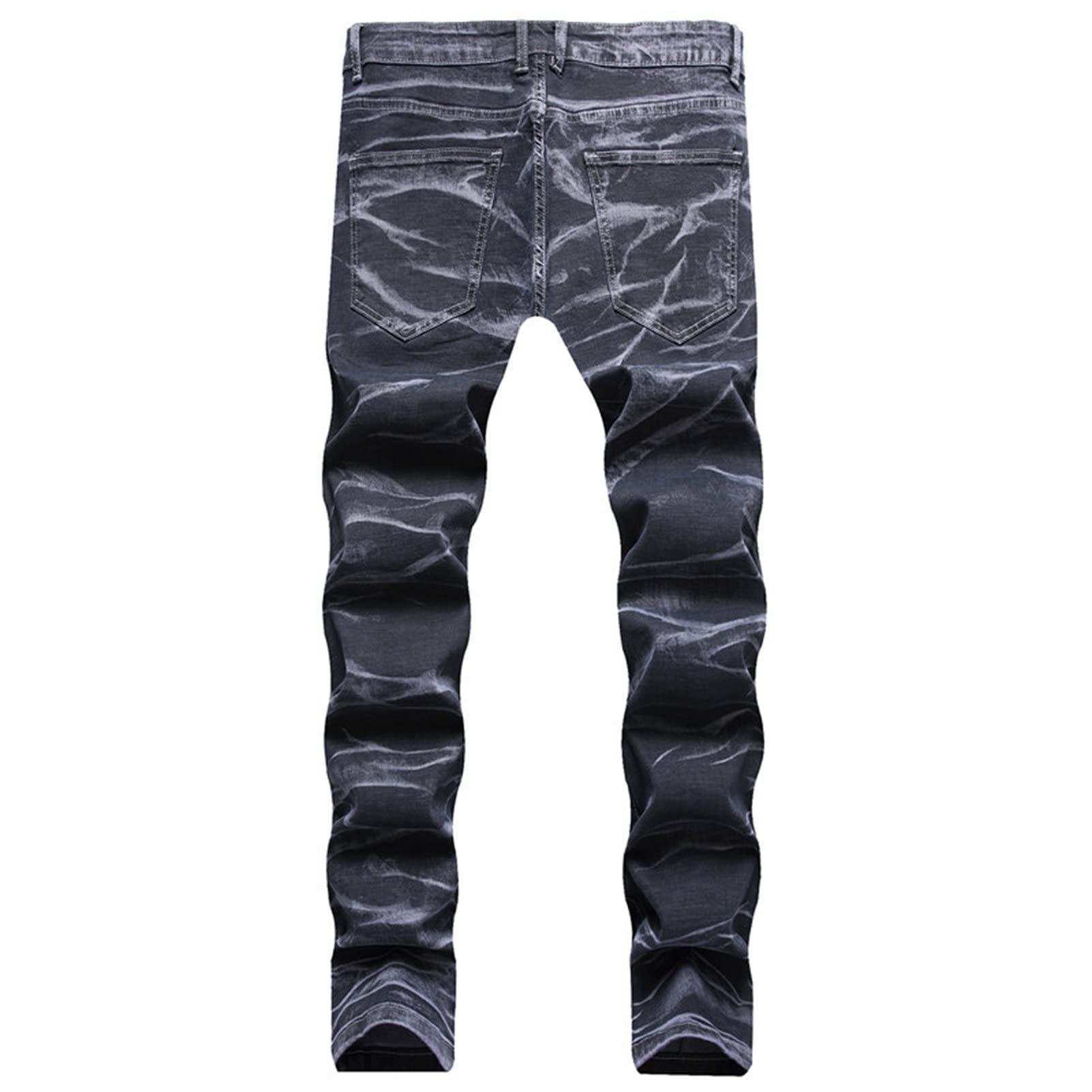 Men's Stylish Tied Dyed Jeans Ripped Stretch Printed Slim Fit Denim Pants Casual Straight Washed Distressed Jean (Purple,36)