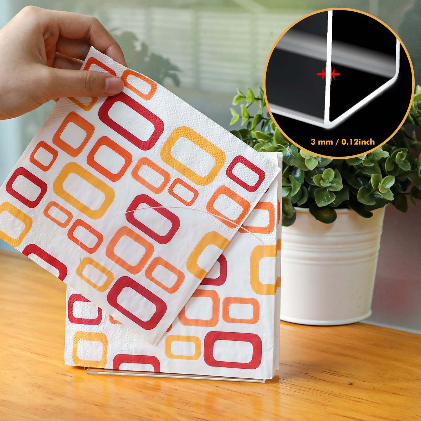 Kamehame 2Pcs Acrylic Napkin Holders for Tables Clear Napkin Dispenser Vertical Freestanding Napkin Stand