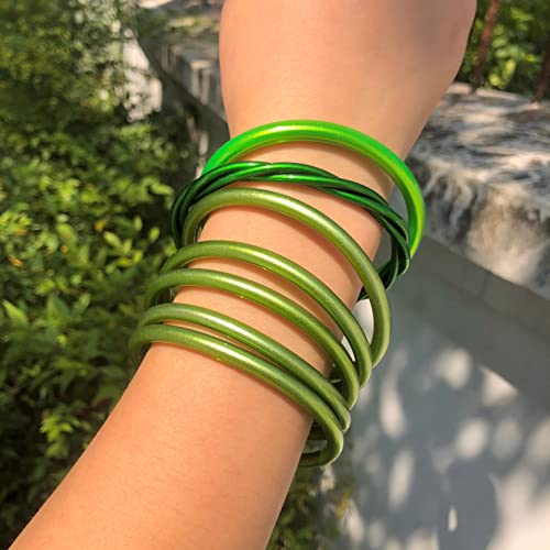 Lightweight 4 Colors Bowknot Glitter Filled Jelly Silicone Bangle Bracelet for Women Girls Buddhist Rush Bracelet Gift