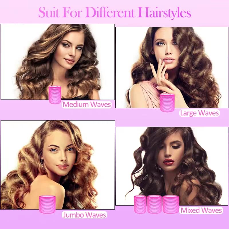 Large Self Grip Hair Curlers Set, 38 Pcs Rollers for Medium Length Blowout Look on Women and Girls