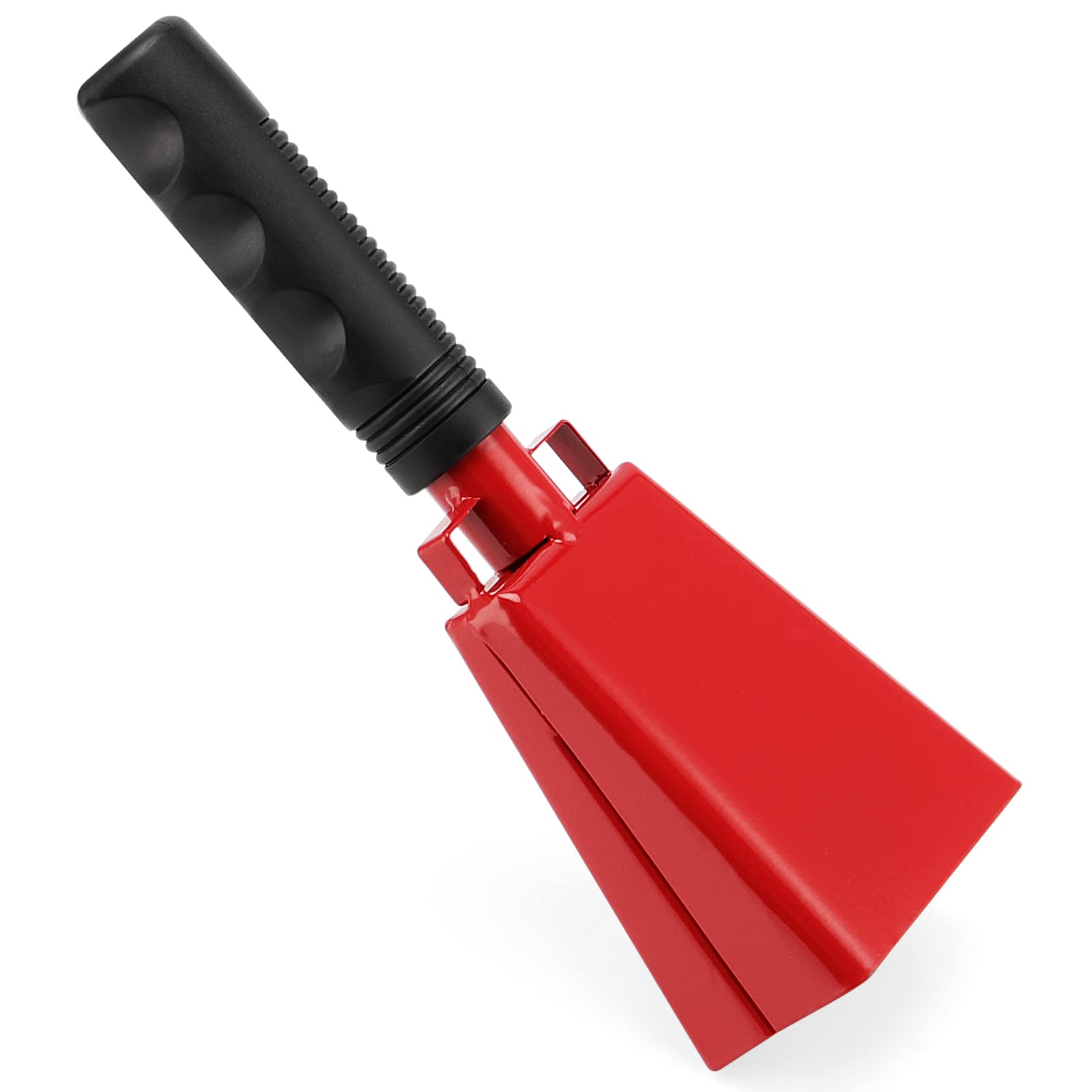 HOZEON 3 Pack Steel Cow Bell, Noise Makers Cowbells with Handle, Loud Call Bell Percussion Cheering Bell for Cheers, Sporting Events, Farm, Party, Red