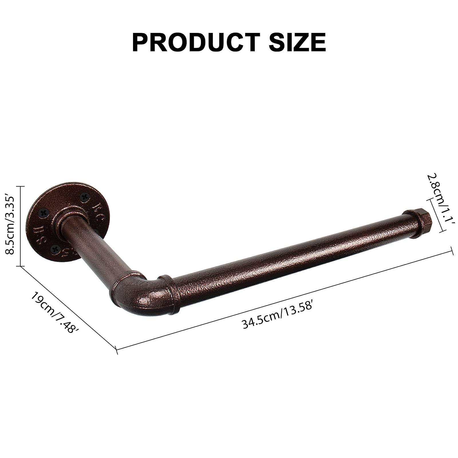 Jeasor Industrial Iron Pipe Kitchen Paper Towel Holder, Vintage Farmhouse Heavy Duty DIY Industrial Rustic Wall Mount Paper Towel Rack for Kitchen Bathroom(1, Bronze)