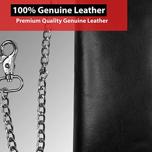 IBRO Long Bifold RFID Blocking Motorcycle Chain Wallet for Men