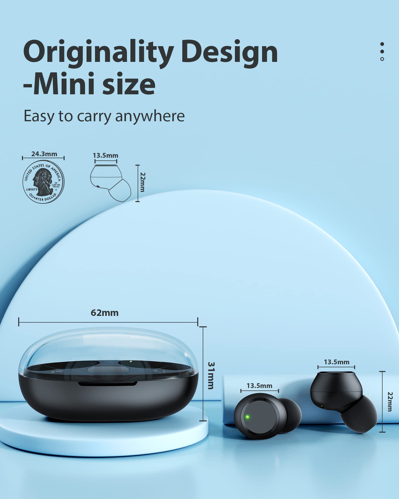 KOVON Wireless Earbuds Upgraded 5.3 Headphones with LED Power Display Charging Case IPX7 Waterproof Ear Buds in-Ear Earphones with Microphones for Android Gaming PC Computer Laptop TV Sport Music