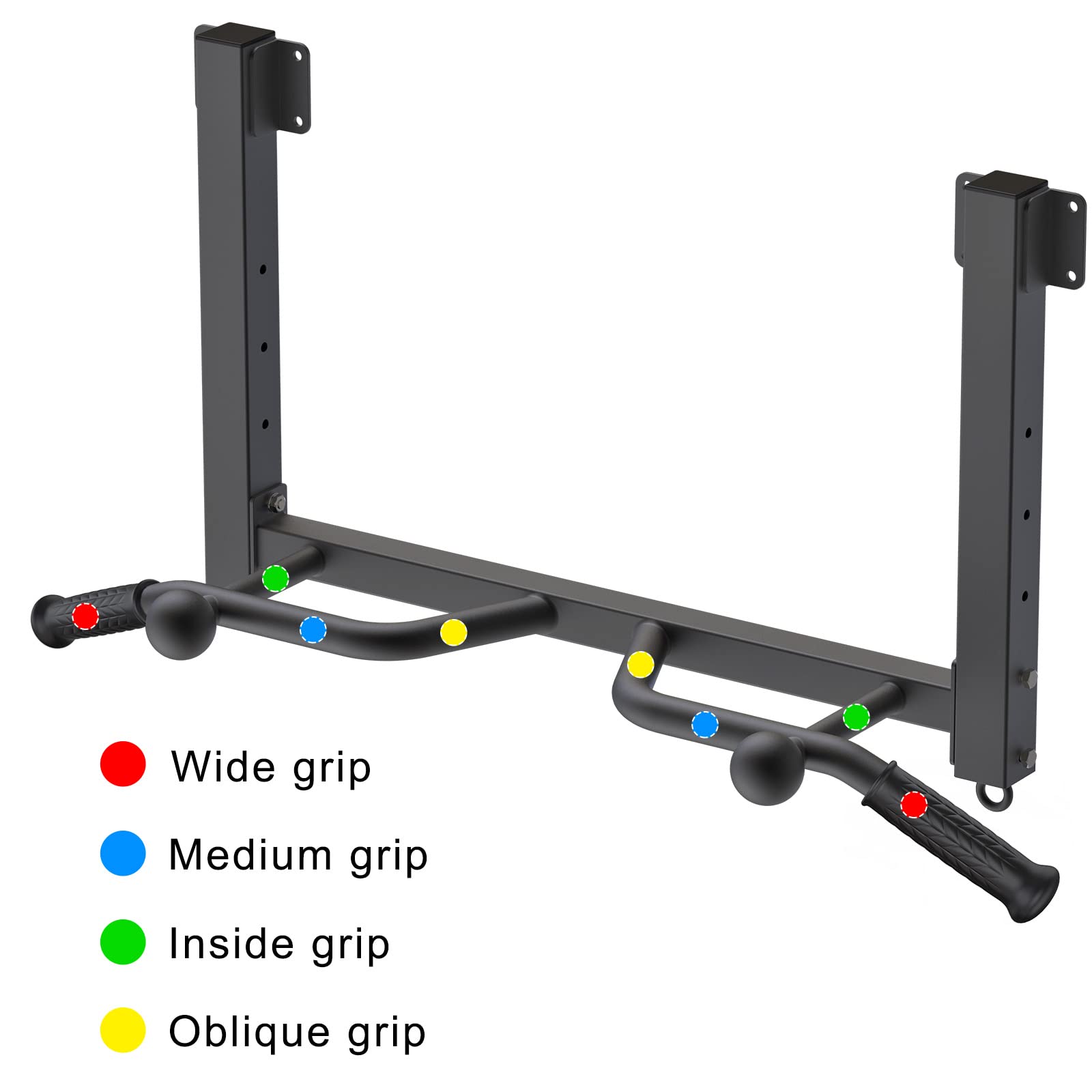 Kipika Multifunctional Joist Mounted Pull Up Bar, 4 Levels of Height Adjustment, Multi-Angle Grip, Chin Up Bar Joist Mount, Home Gym Workout Strength Training Equipment