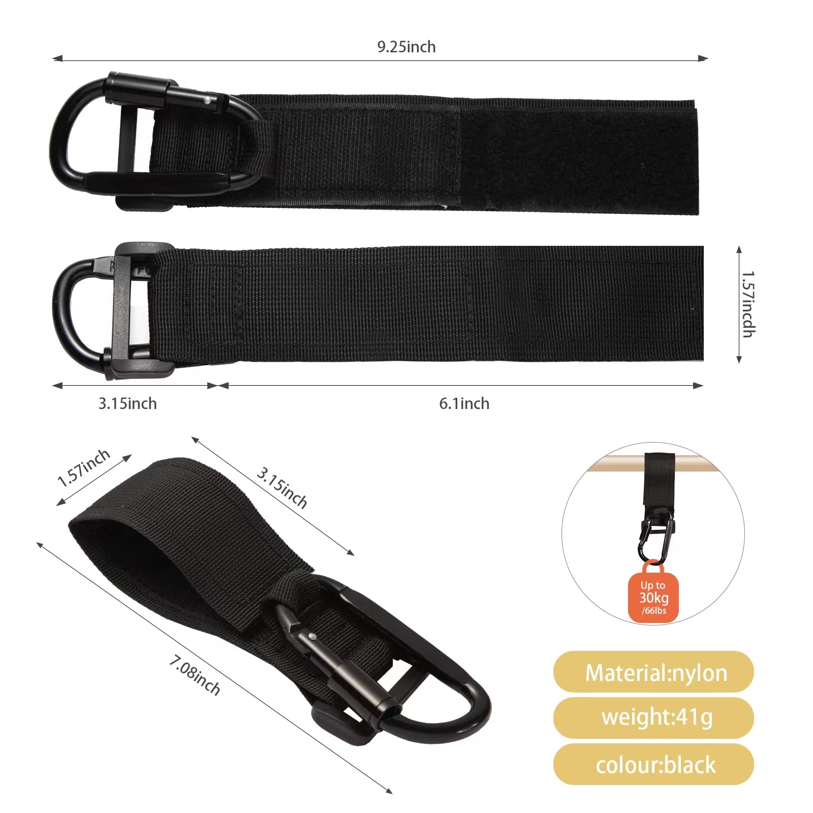 LUIED Baby Stroller Hooks Clips 2Pcs, Convenient Stroller Accessories Mommy Bag Hooks for Hanging Diaper Bags,Purse,Stroller Organizer, Perfect for Various Baby Carriages (Nylon)
