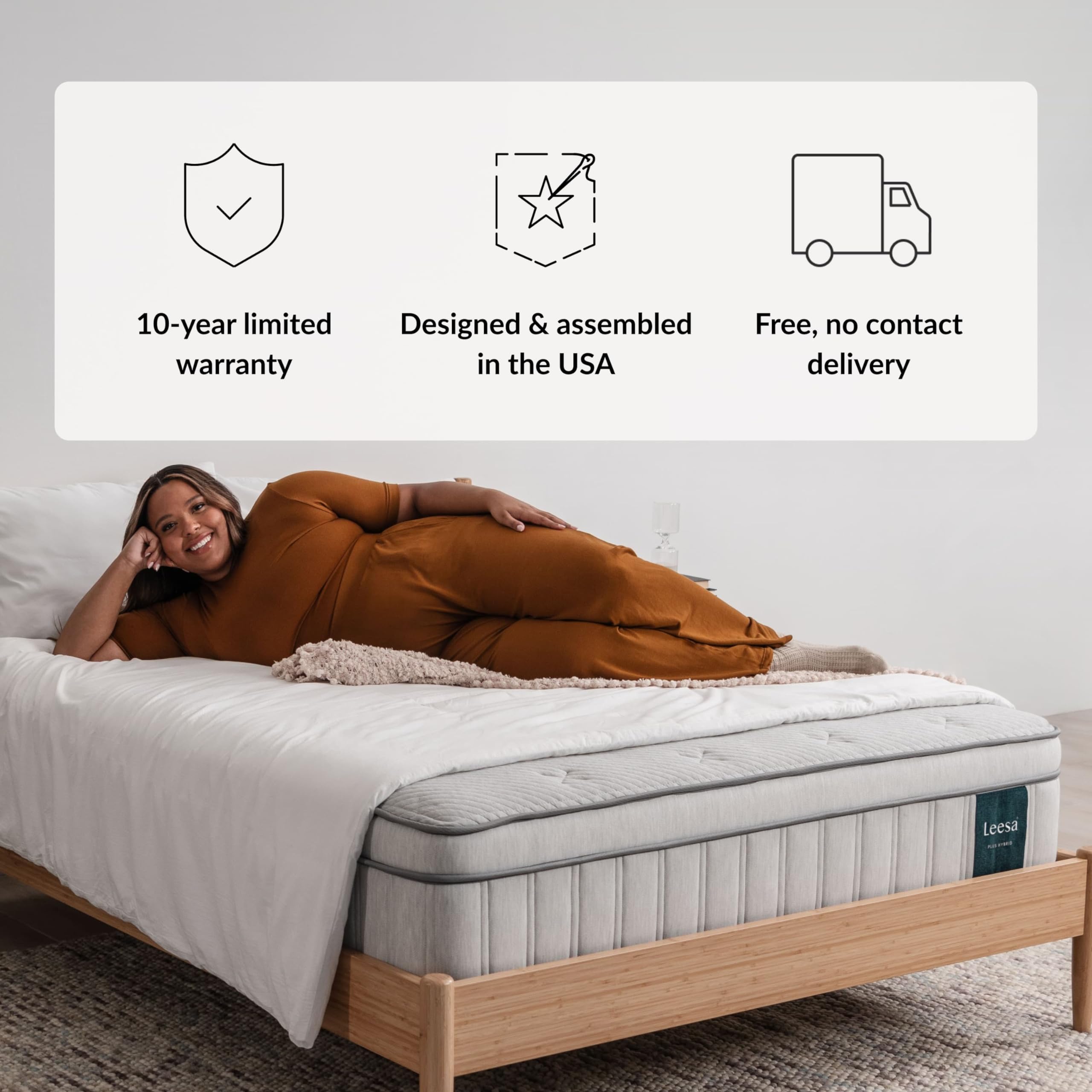 Leesa King Size Plus Hybrid Mattress, Medium Firm Firmness, Engineered for Plus Sized Sleepers, 13", CertiPUR-US Certified, 100-Night Trial