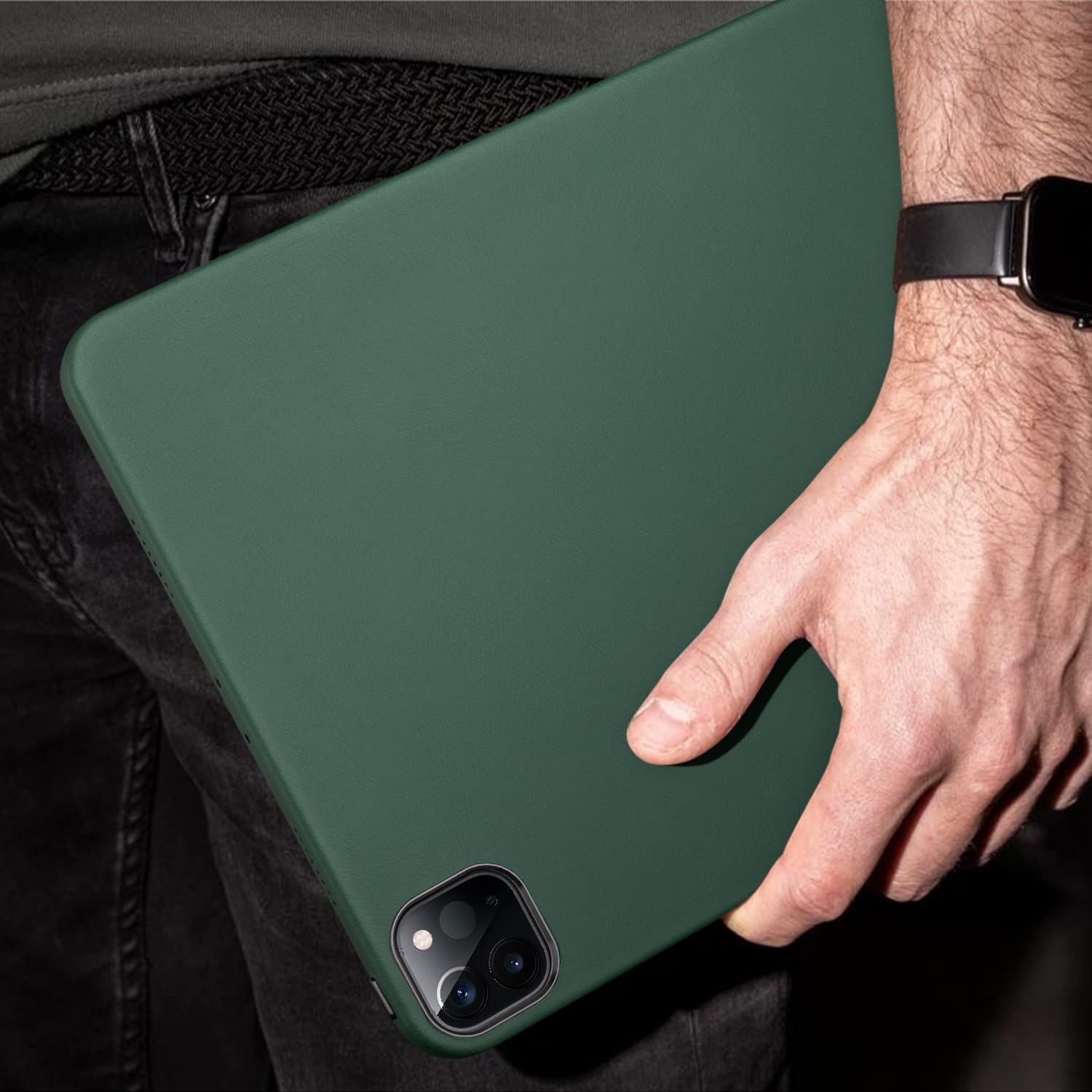 MAOGOAM Magnetic Leather Case Cover for iPad Pro 11 inch 3rd Generation 2021, Compatible with Magic Keyboard, Premium Vegan Leather Case with Pencil Holder, [Keyboard Not Included], Green