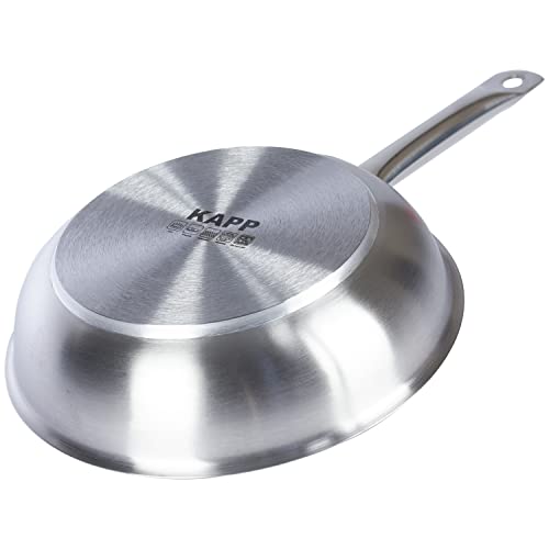 KAPP Frying Pan/Triply Stainless Steel Skillet/Fry Pan with Long and Stay Cool Handle, 11 Inch, Silver