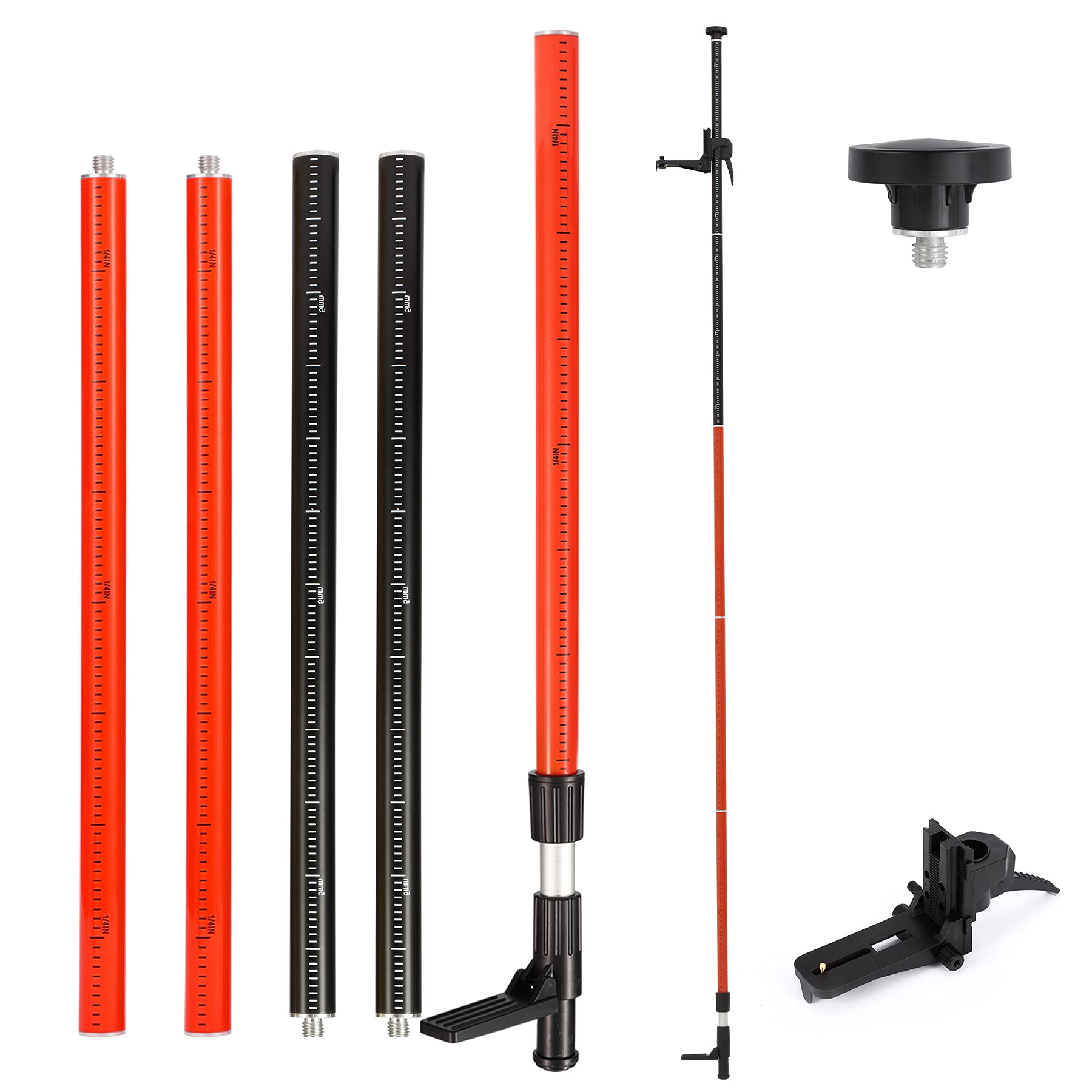 Laser Level Pole, Telescoping Tripod Pole 12FT/3.7M with Tripod Adjustable Mount 5/8''&1/4'' Thread for Bosch Dewalt Rotary and Line Rotary Lasers (MP2 Pole with Tripod)